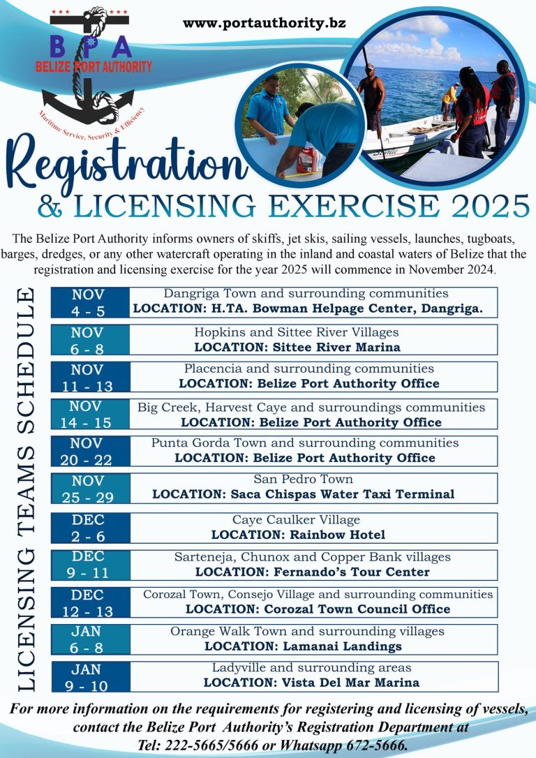 Upcoming Registration & Licensing Exercise 2025 – Belize Port Authority